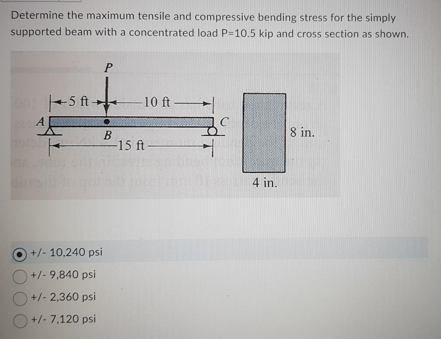 Solved Determine the maximum tensile and compressive bending | Chegg.com