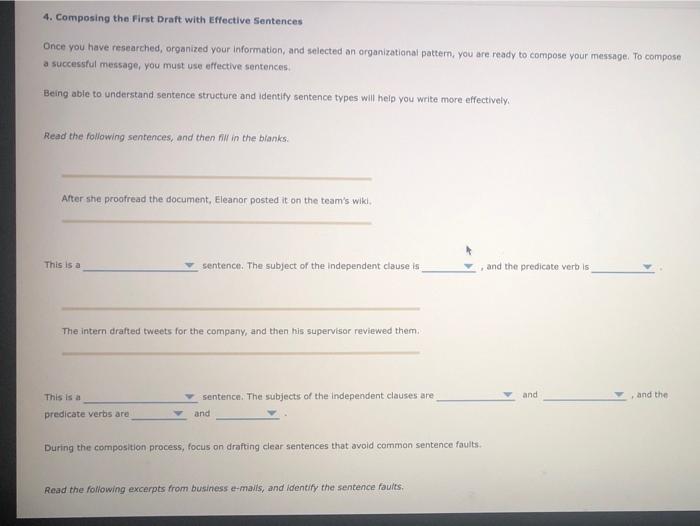4. Composing the First Draft with Effective Sentences | Chegg.com