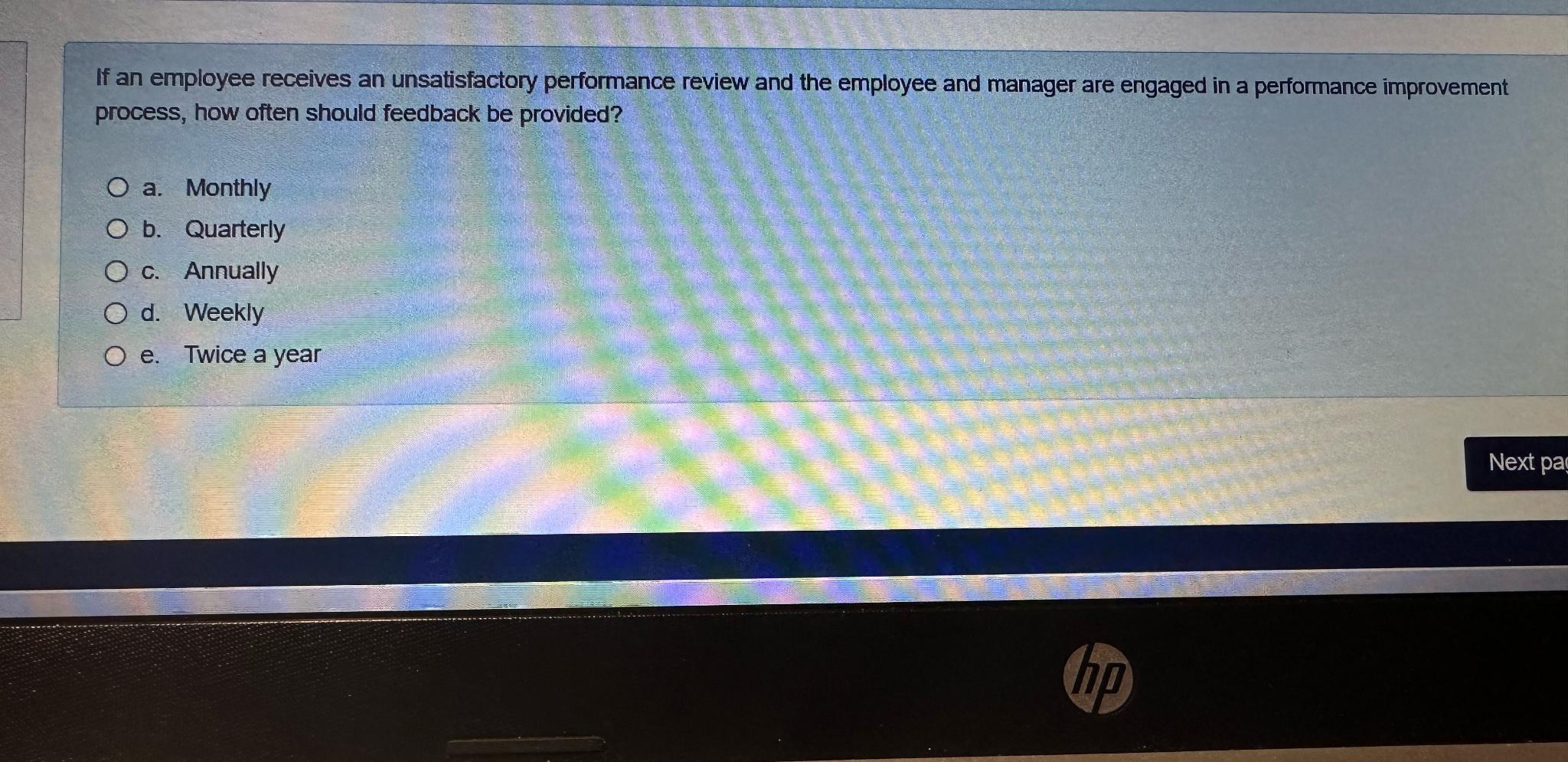 Solved If an employee receives an unsatisfactory performance | Chegg.com
