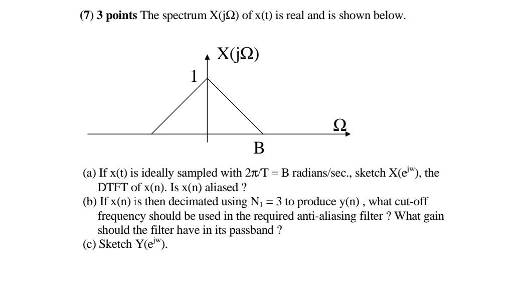 Solved (7) 3 points The spectrum X(jΩ) of x(t) is real and | Chegg.com