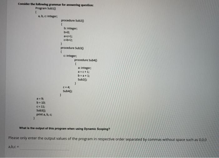 Solved Consider the following grammar for answering | Chegg.com