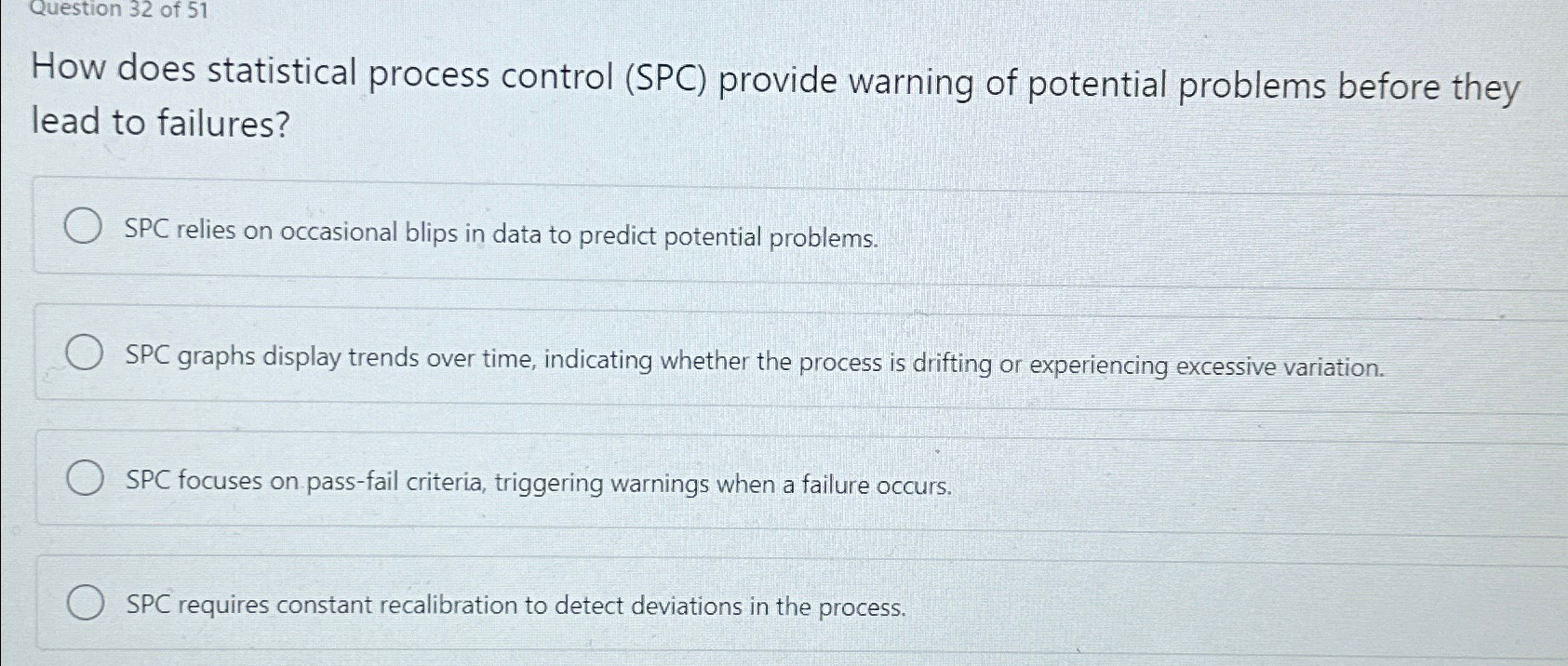Solved Question 32 ﻿of 51How does statistical process | Chegg.com