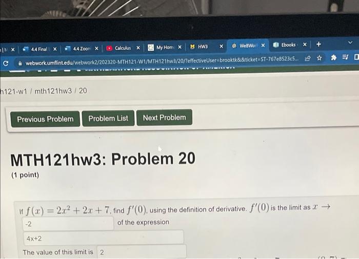 Solved If f(x)=4+4x, find f′(2), using the definition of | Chegg.com