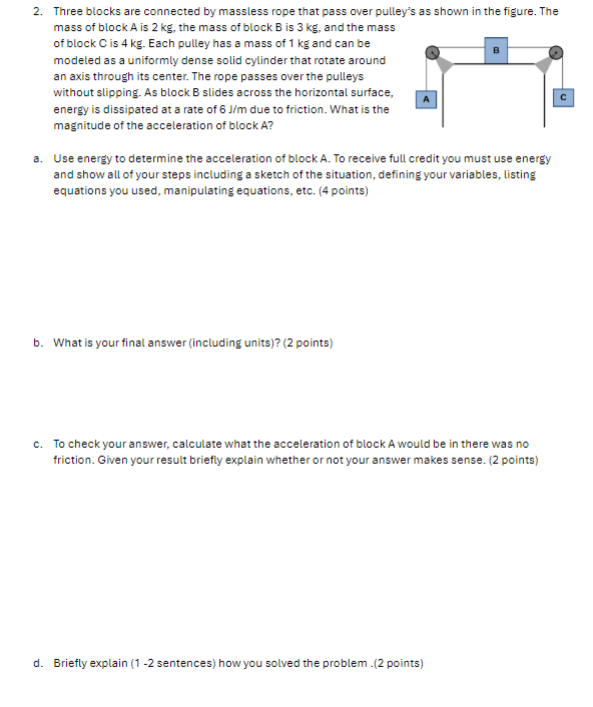 Solved 2. ﻿Three blocks are connected by massless rope that | Chegg.com
