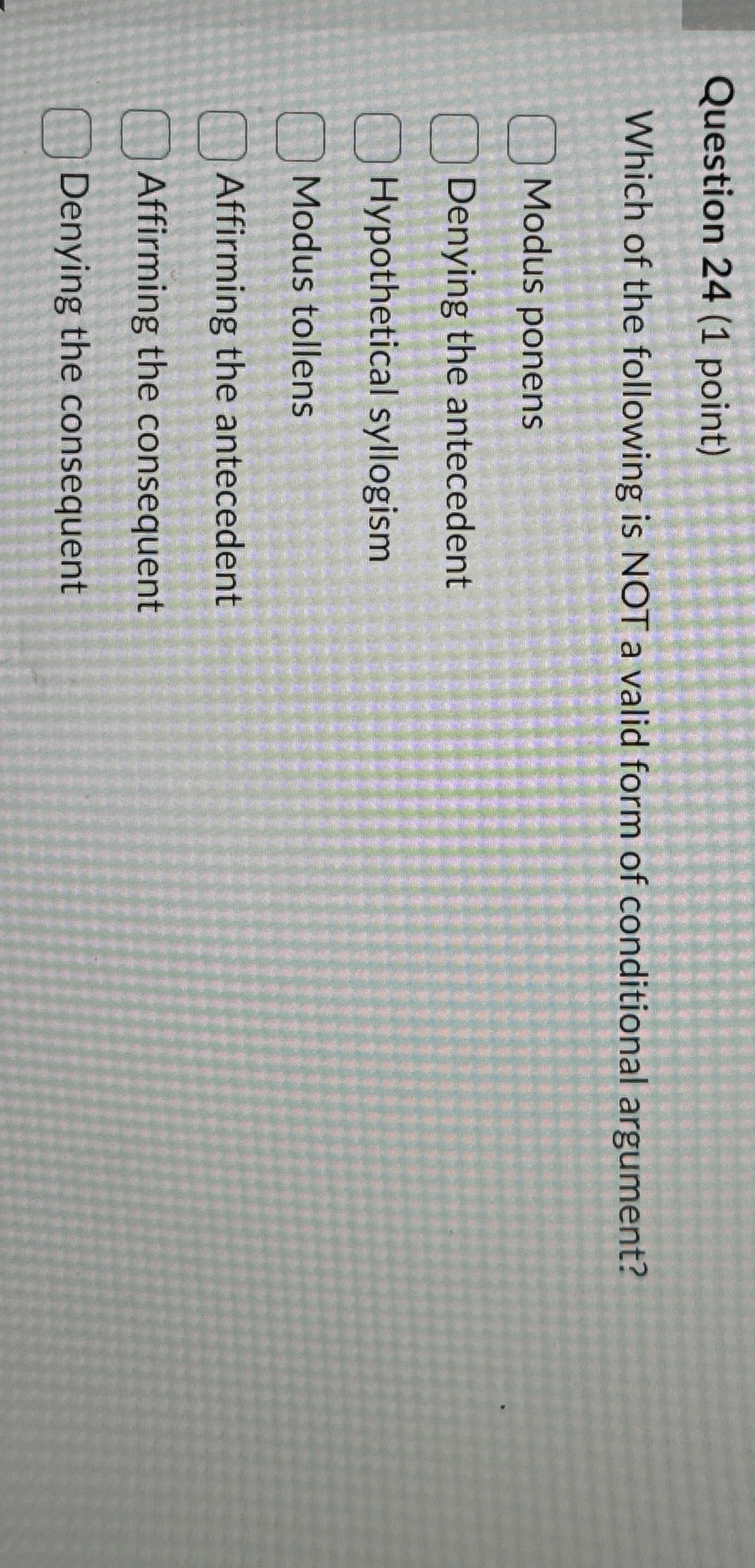 Solved Question 24 (1 ﻿point)Which of the following is NOT a | Chegg.com