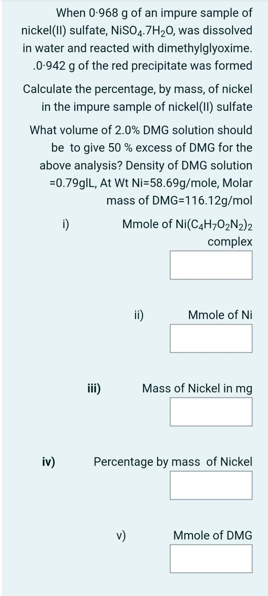 Solved Nickel (11) ions react quantitatively with | Chegg.com