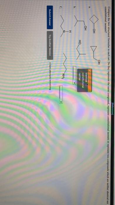 Solved franco Compare the two structural formulas in each | Chegg.com