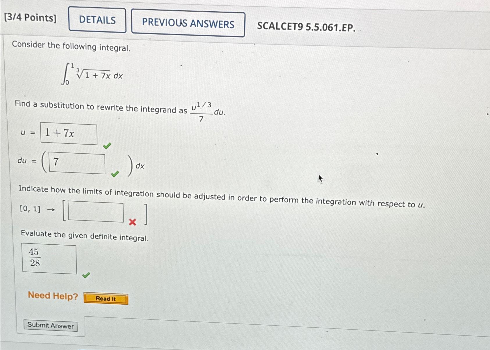 Solved [3/4 ﻿Points]SCALCET9 5.5.061.EP.Consider the | Chegg.com