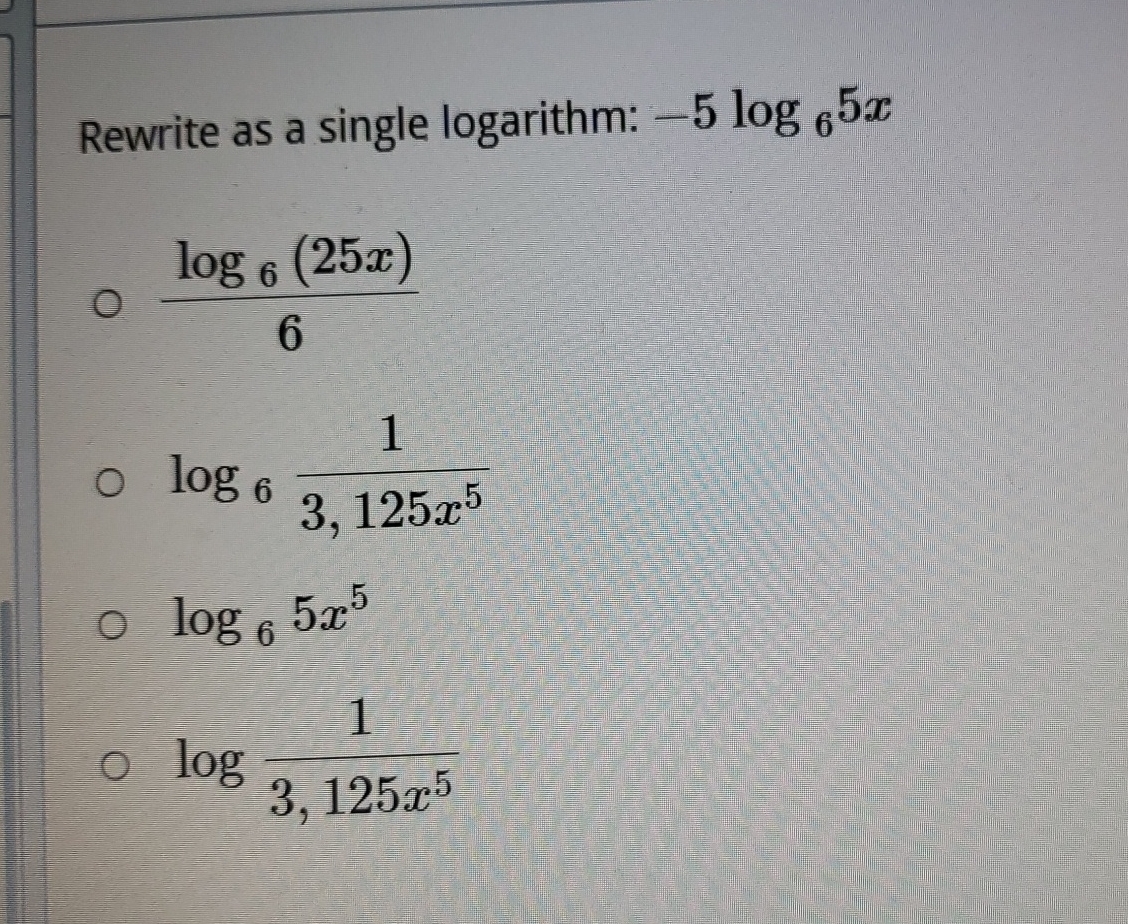 Solved Rewrite as a single logarithm: | Chegg.com