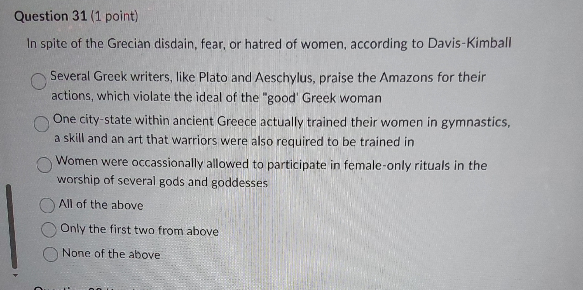 Solved Question 31 (1 ﻿point)In spite of the Grecian | Chegg.com