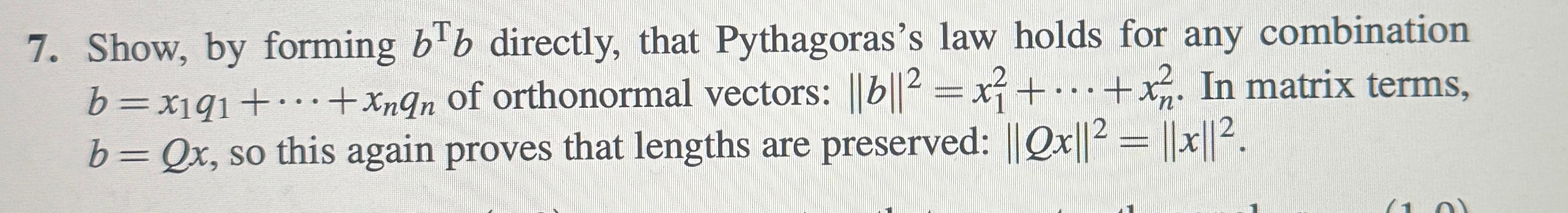 Solved Show, by forming bTb ﻿directly, that Pythagoras's law | Chegg.com