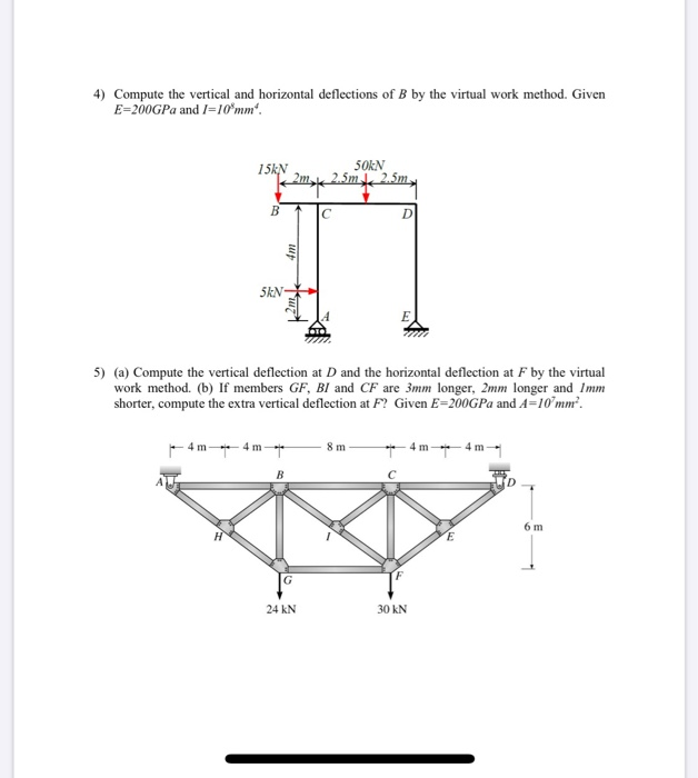 Solved 4) Compute the vertical and horizontal deflections of | Chegg.com