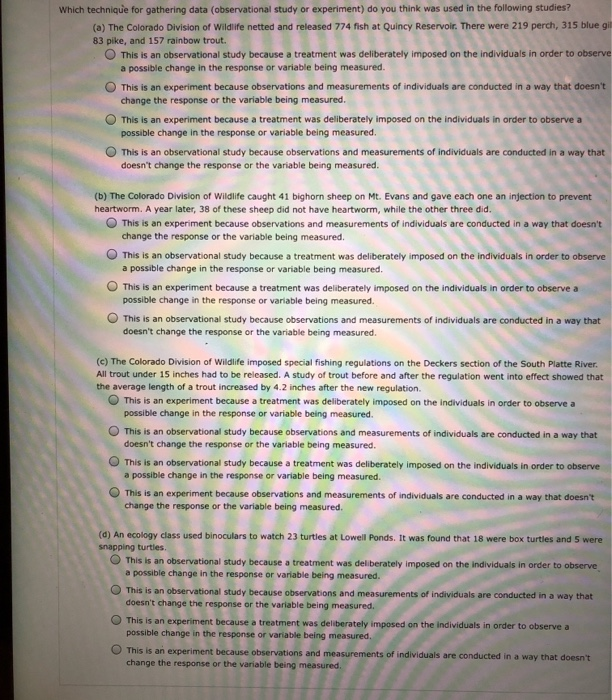 Solved Which technique for gathering data (observational | Chegg.com