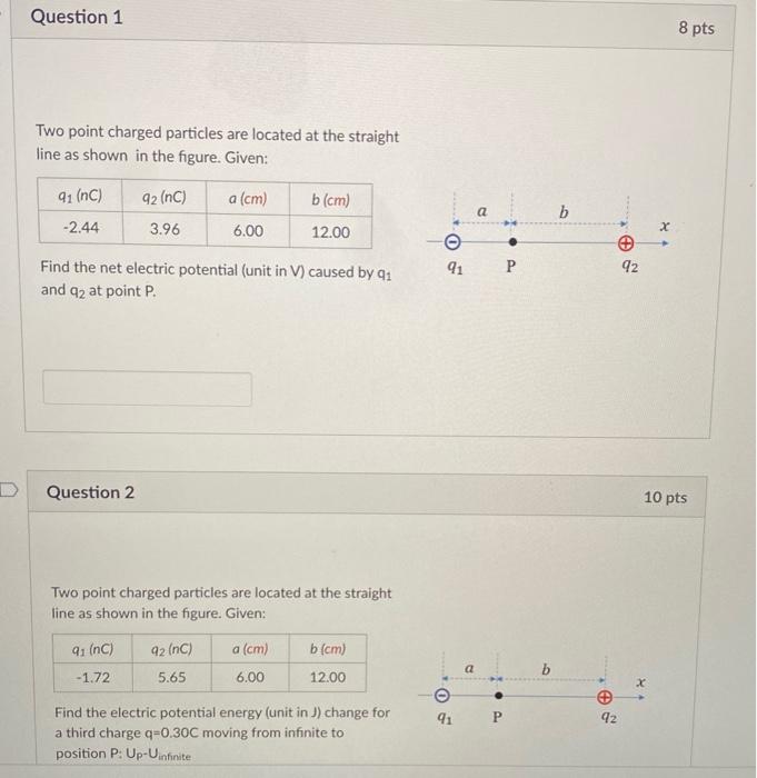Solved Two point charged particles are located at the | Chegg.com