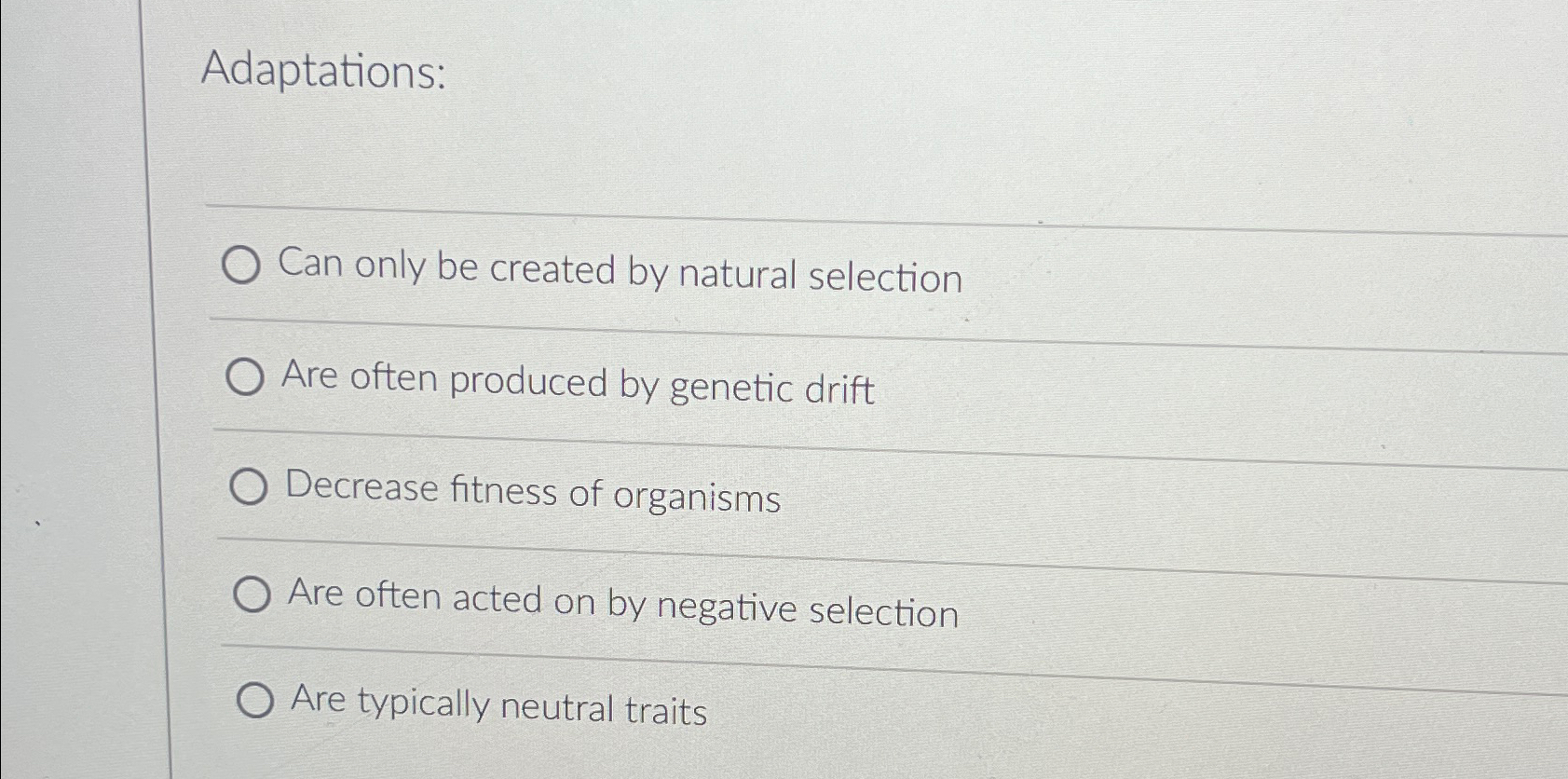 Solved Adaptations:Can only be created by natural | Chegg.com