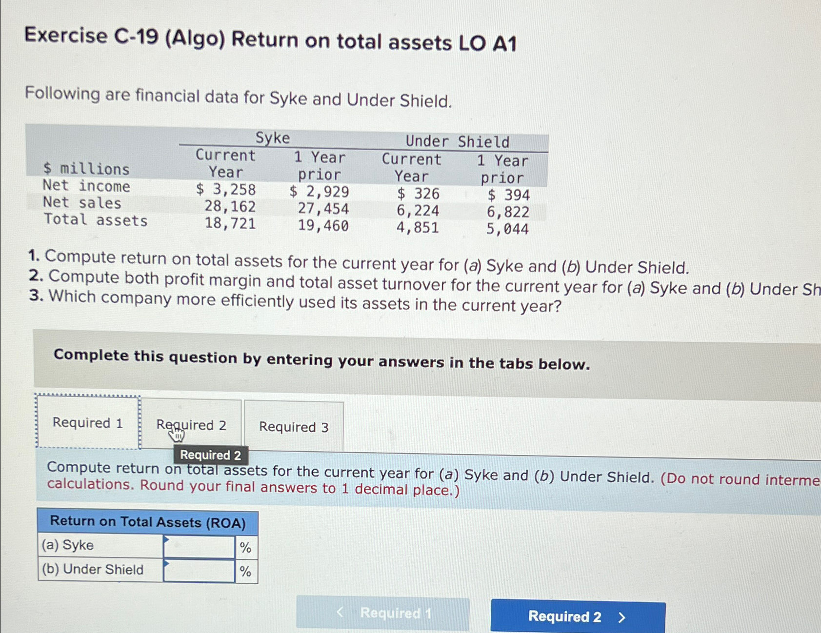 Solved Exercise C-19 (Algo) ﻿Return on total assets LO | Chegg.com