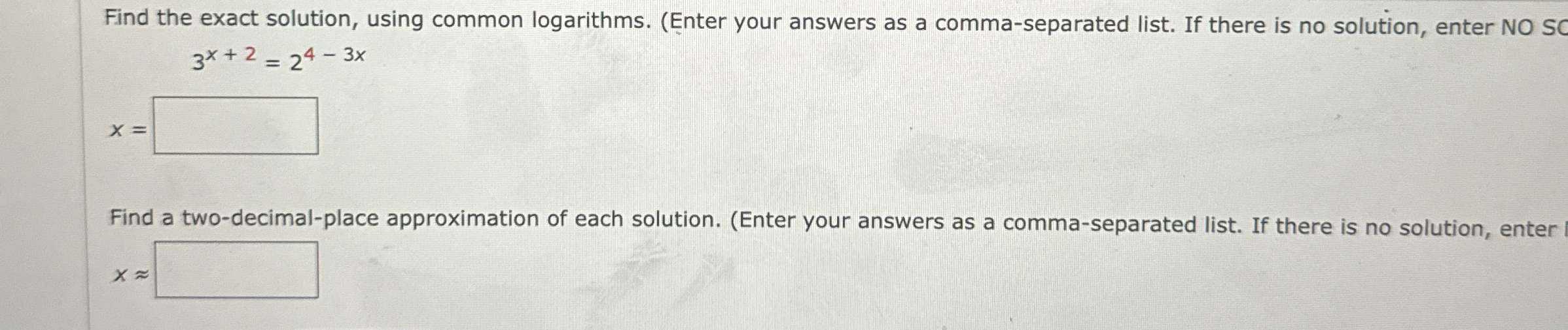 Solved Find the exact solution, using common logarithms. | Chegg.com