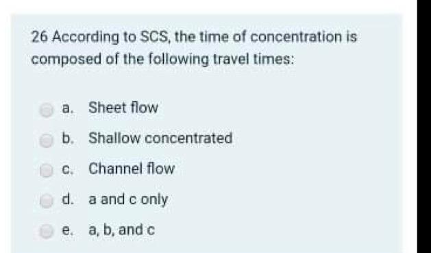 Solved 26 According to SCS, the time of concentration is | Chegg.com