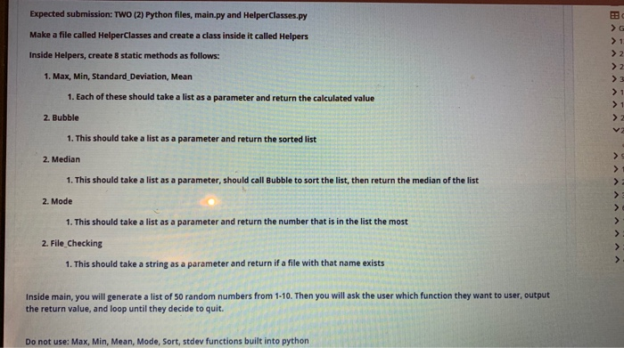 Solved Expected submission: TWO (2) Python files, main.py | Chegg.com