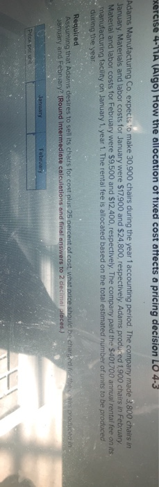 Solved xercise 4-11A (Algo) How the allocation of fixed cost | Chegg.com