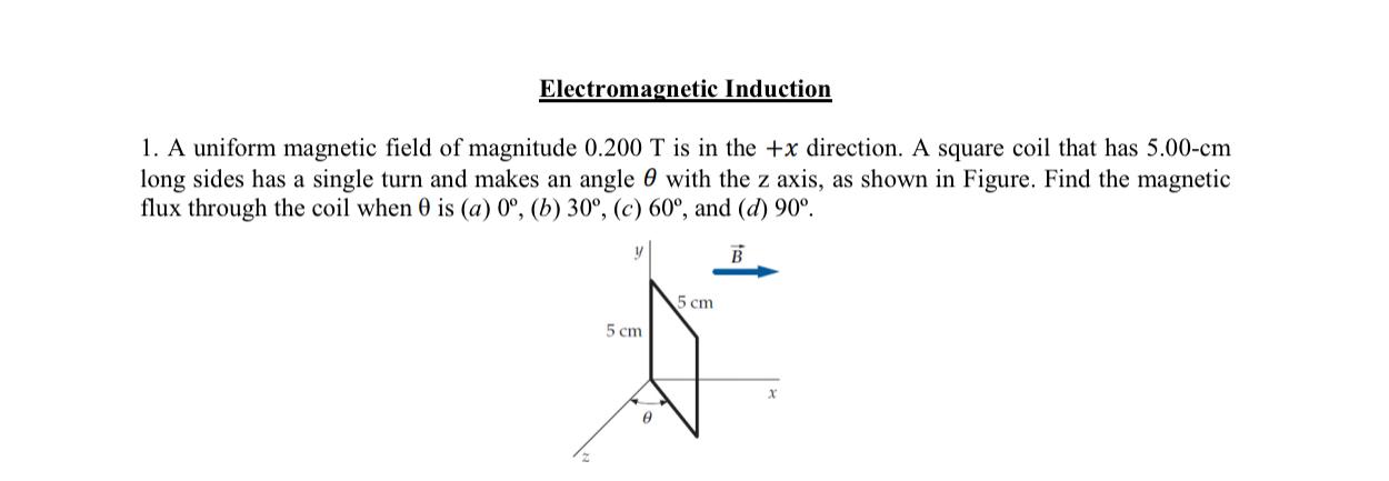 Solved Electromagnetic Induction ?()A uniform magnetic field | Chegg.com