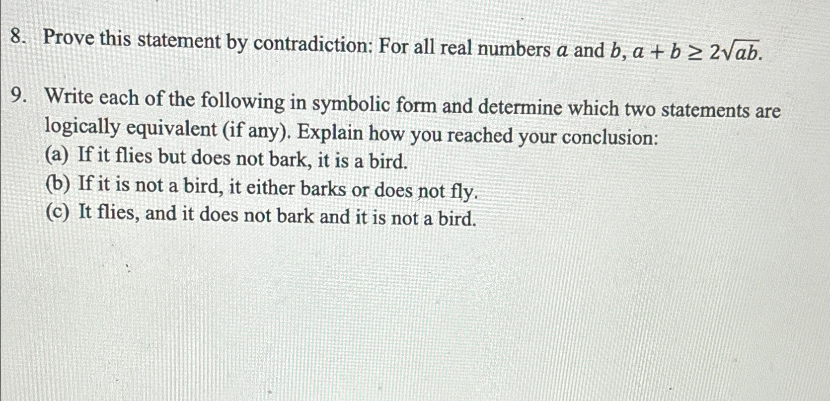 Solved Prove this statement by contradiction: For all real | Chegg.com