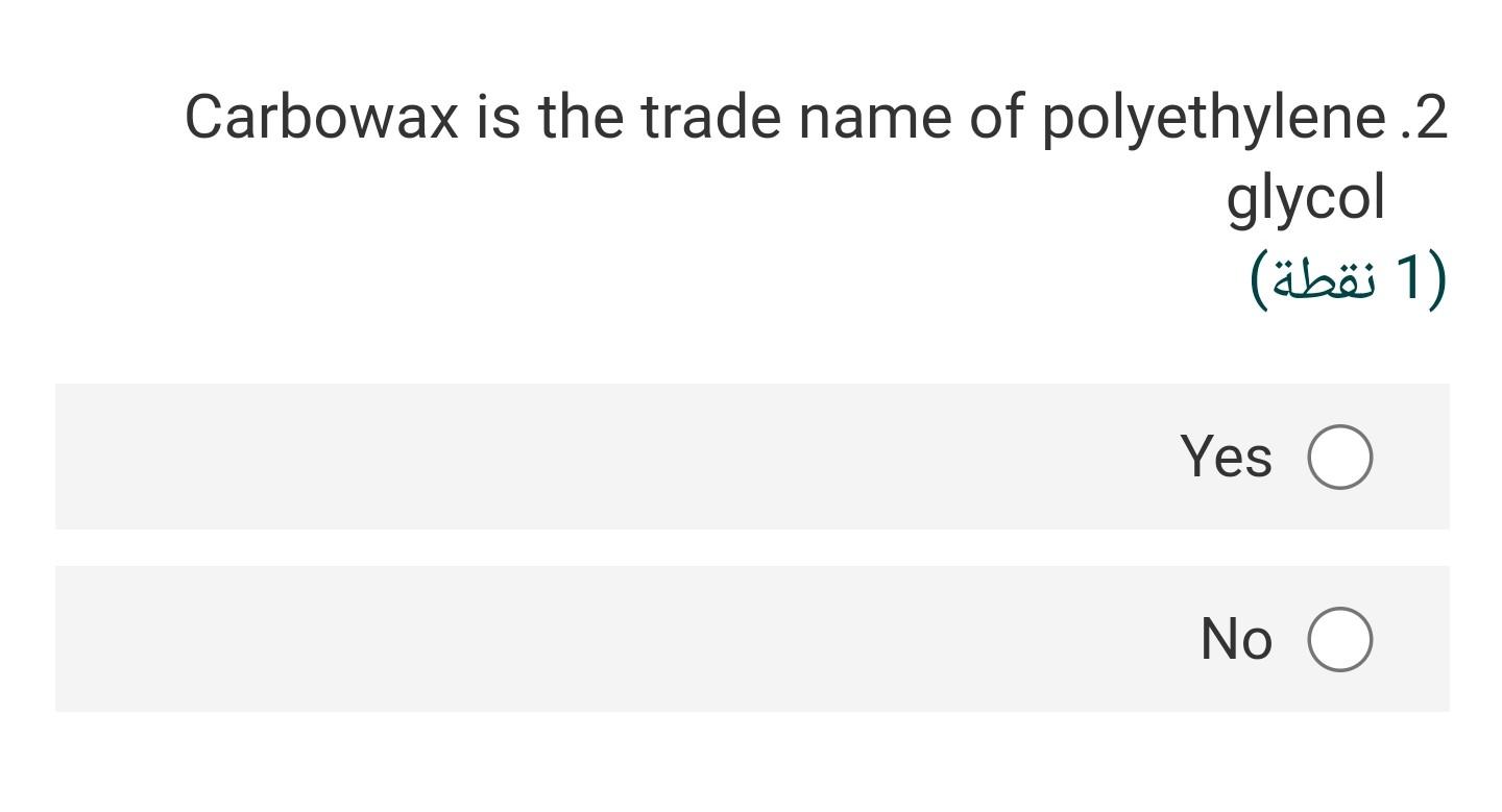 Solved Carbowax is the trade name of polyethylene 2 glycol 1 | Chegg.com