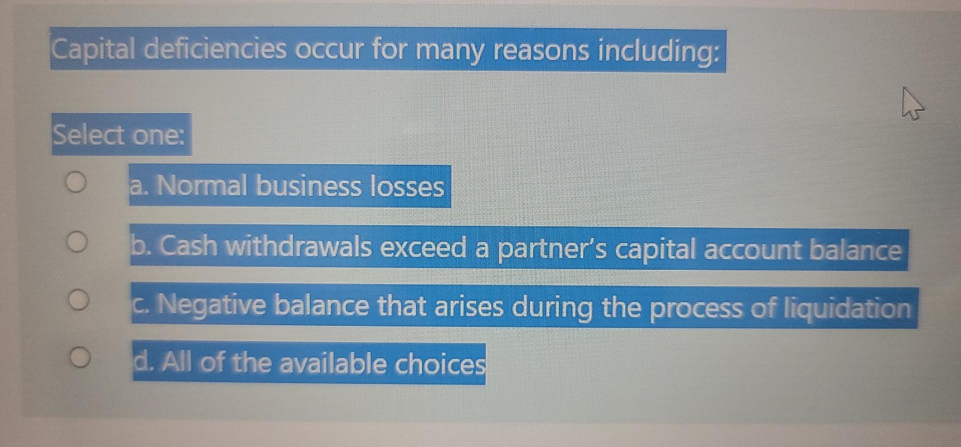 Solved Capital deficiencies occur for many reasons | Chegg.com