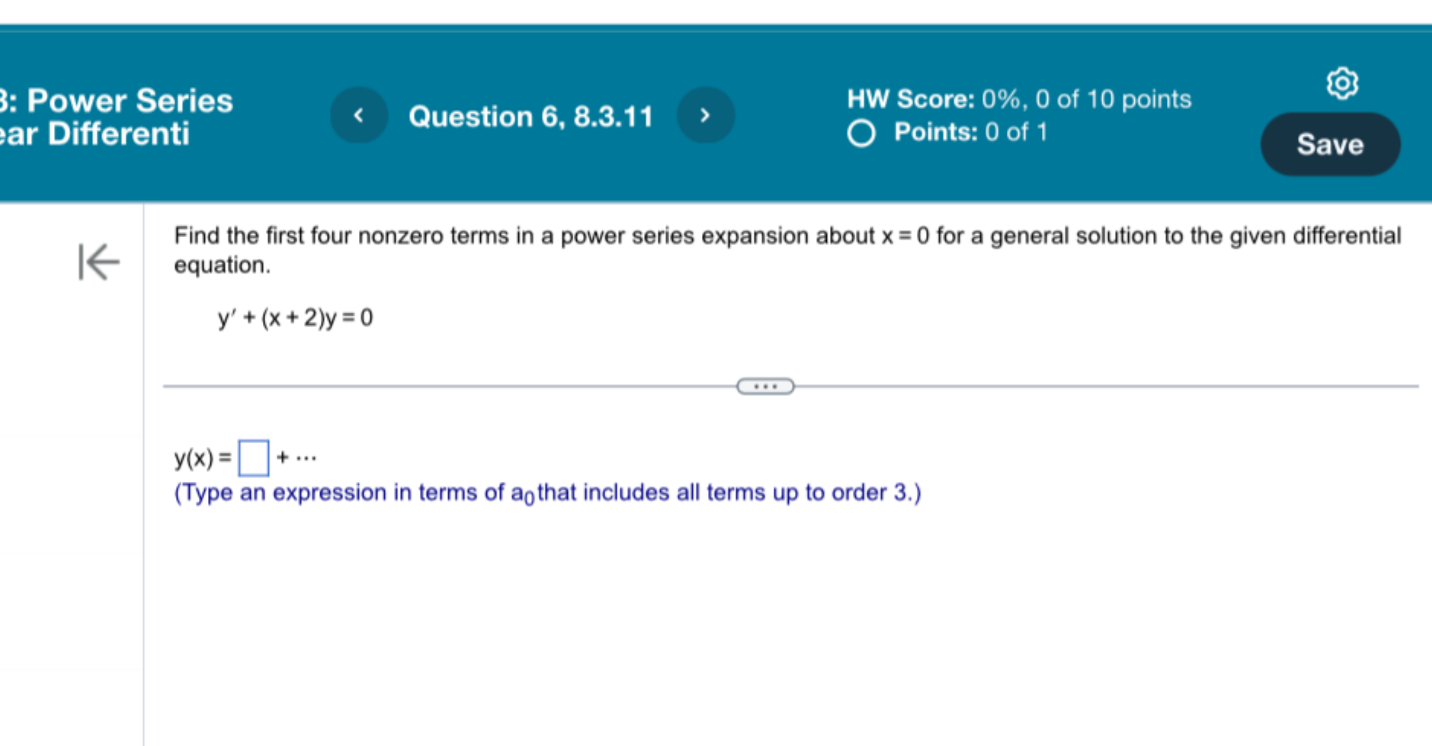 Solved Find the first four nonzero terms in a power series | Chegg.com