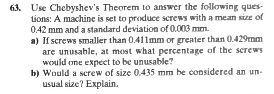 Solved Use Chebyshev's Theorem to answer the following | Chegg.com