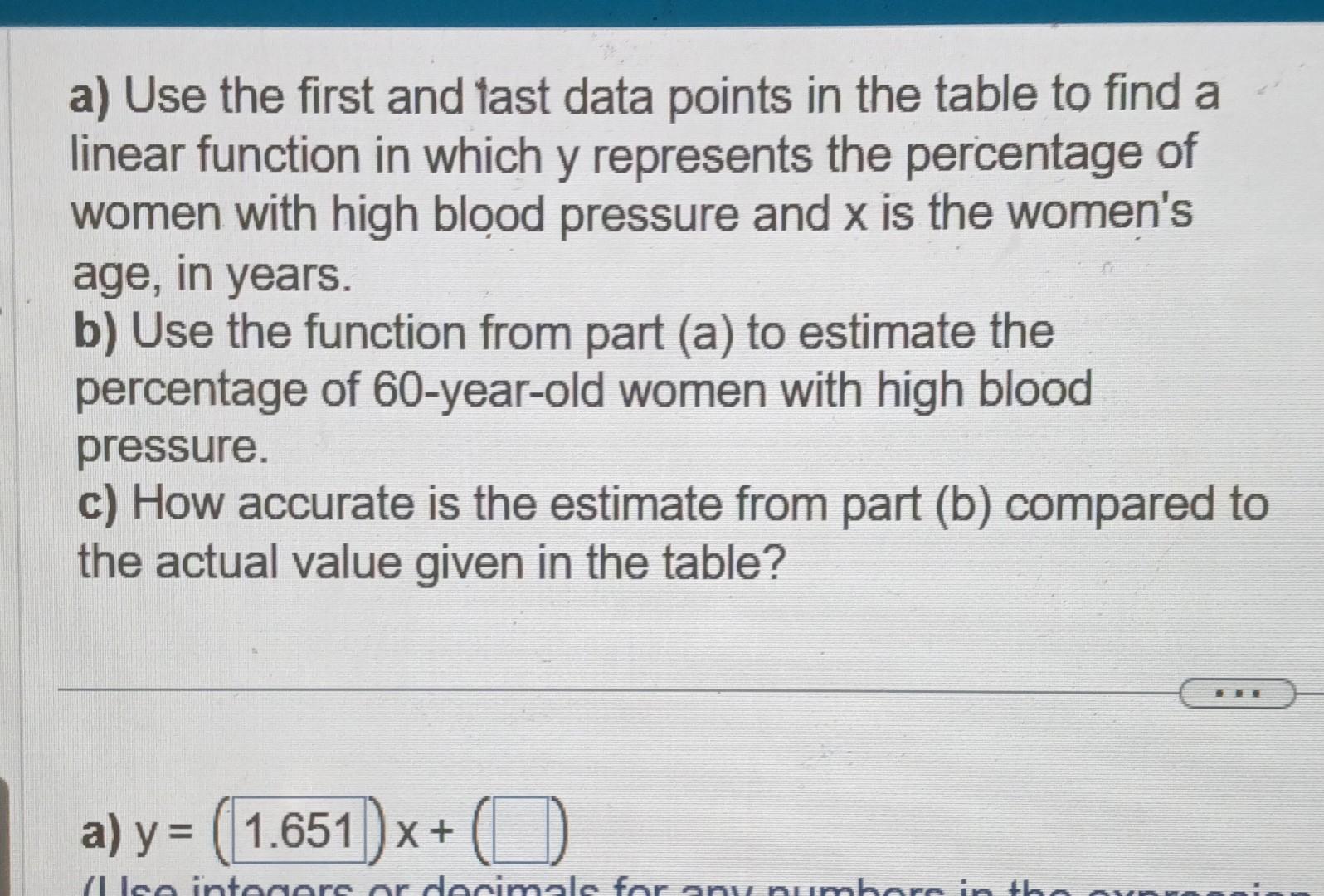 Solved a) Use the first and last data points in the table to | Chegg.com