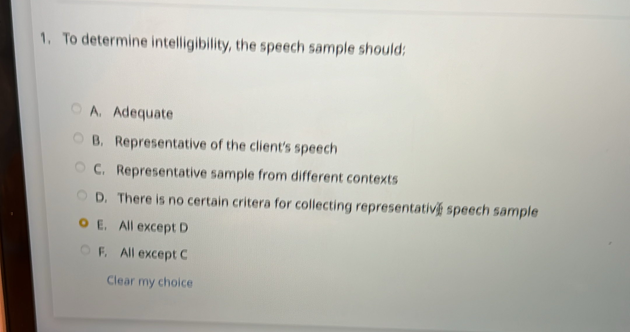 Solved To determine intelligibility, the speech sample | Chegg.com