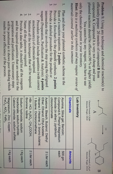Solved Problem 1: Using any technique and chemical | Chegg.com