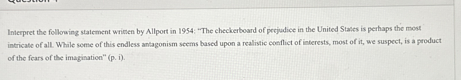 Solved Interpret the following statement written by Allport | Chegg.com