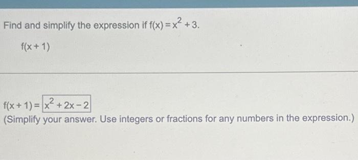 Solved Find and simplify the expression if f(x) = x² +3. f(x | Chegg.com