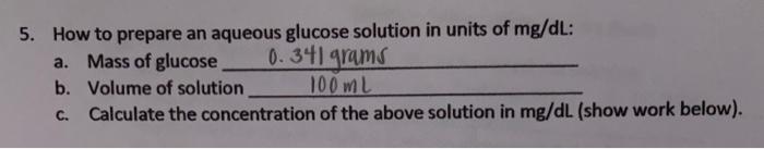 Solved 5. How to prepare an aqueous glucose solution in | Chegg.com
