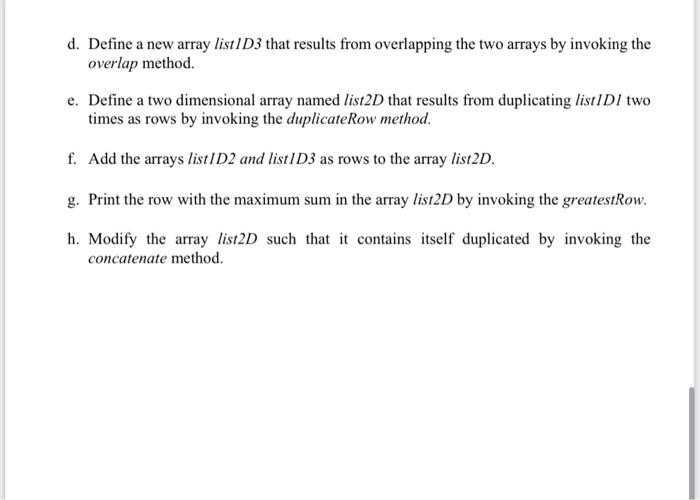 Solved Write the following methods in your class: 1. A | Chegg.com