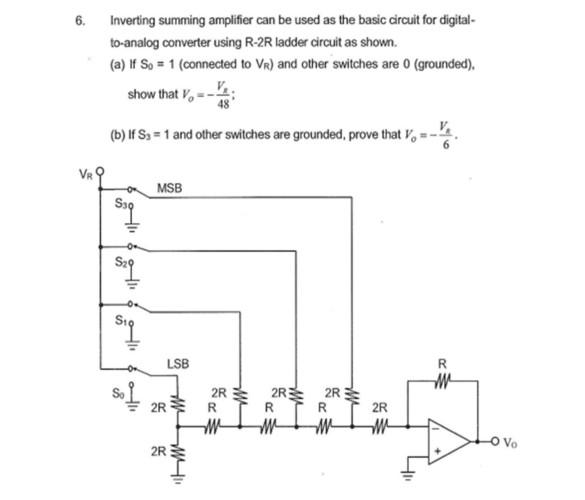 Solved 6. Inverting summing amplifier can be used as the | Chegg.com