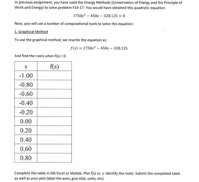 Solved In previous assignment, you have used the Energy | Chegg.com