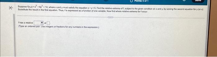 Solved Suppose f(x,y)=x2+6y2+14, where x and y must satify | Chegg.com