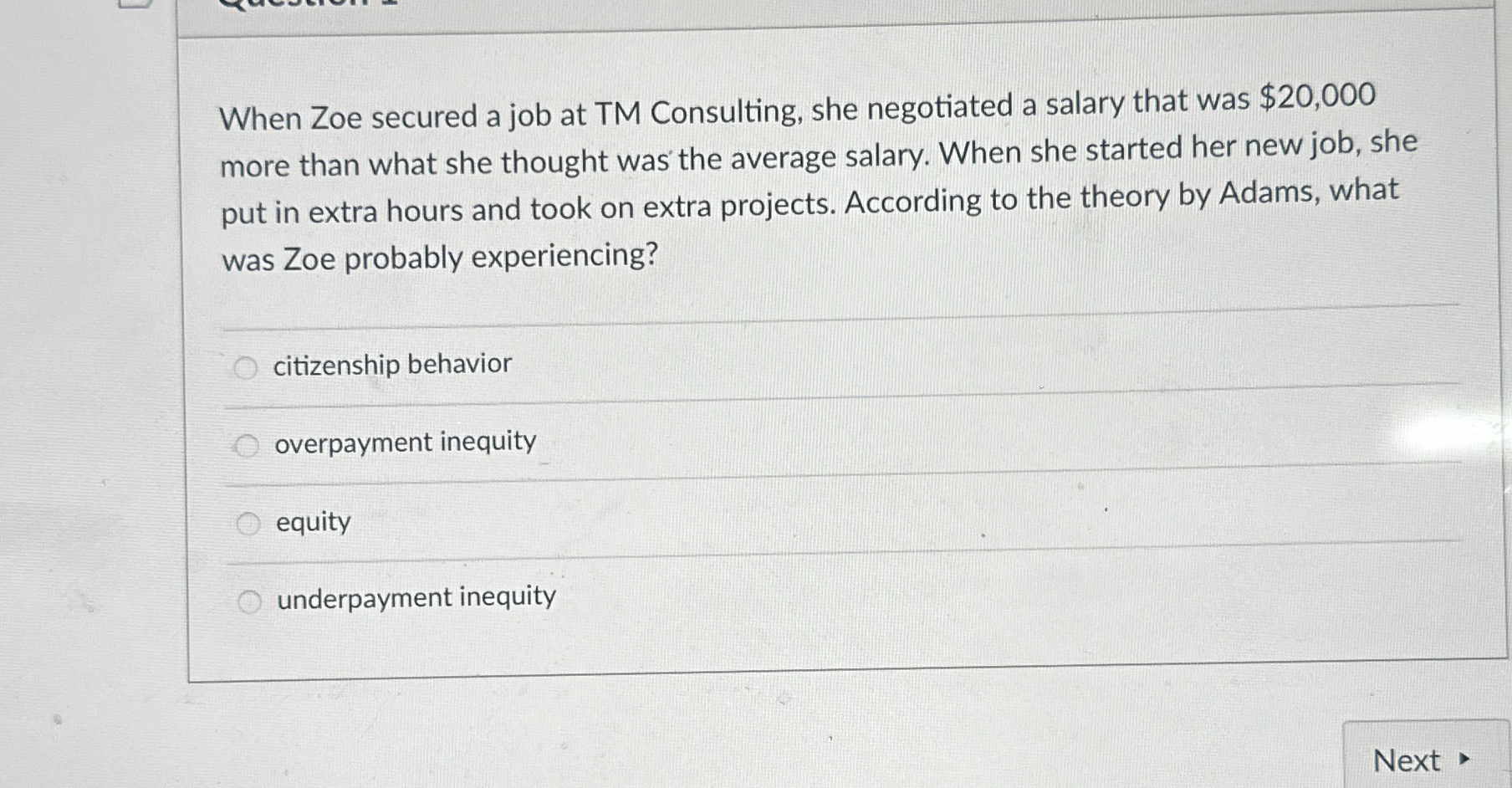 Solved When Zoe secured a job at TM Consulting, she | Chegg.com