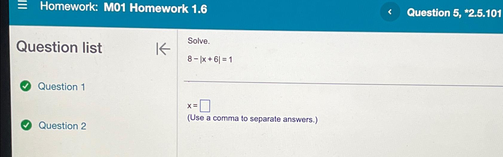 Solved Homework: M01 ﻿Homework 1.6Question | Chegg.com
