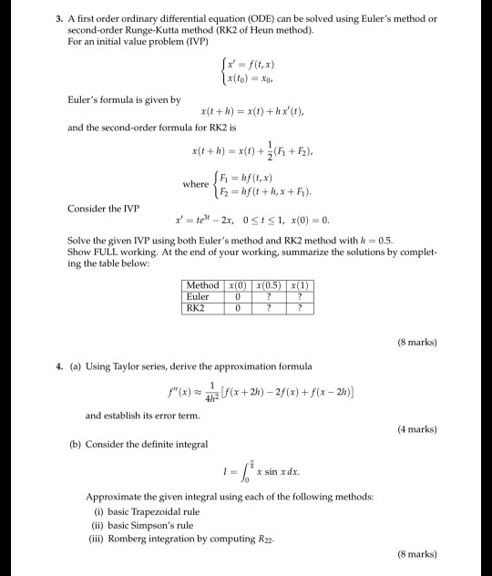 Solved 3. A first order ordinary differential equation (ODE) | Chegg.com