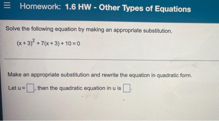 Solved Homework: 1.6 HW - Other Types of Equations Solve the | Chegg.com