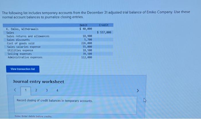 Solved The following list includes temporary accounts from | Chegg.com