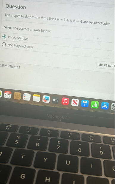 Solved QuestionUse slopes to determine if the lines y=1 ﻿and | Chegg.com