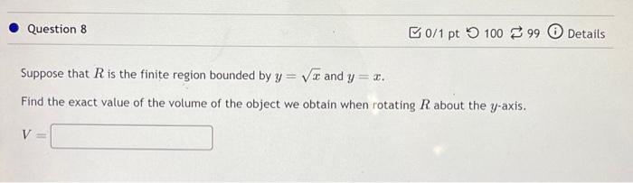 Solved Suppose that \\( R \\) is the finite region bounded | Chegg.com