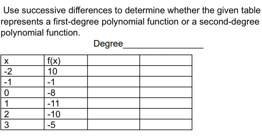 Solved Use successive differences to determine whether the | Chegg.com