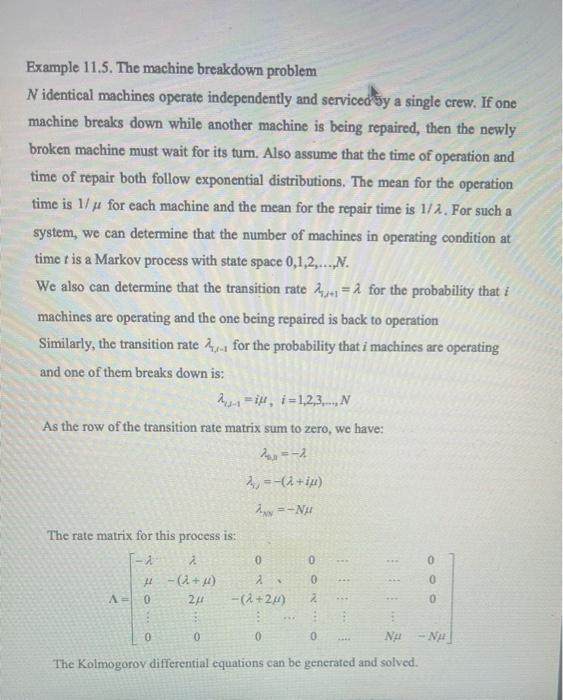 Solved 9. In Example 11.5 set up the Forward Equations | Chegg.com