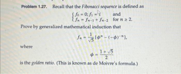 Solved Problem 127 Recall That The Fibonacci Sequence Is 
